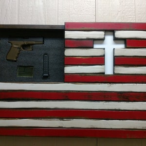 Hidden Gun Storage Small American Concealment Flag With Inlaid Cross ...