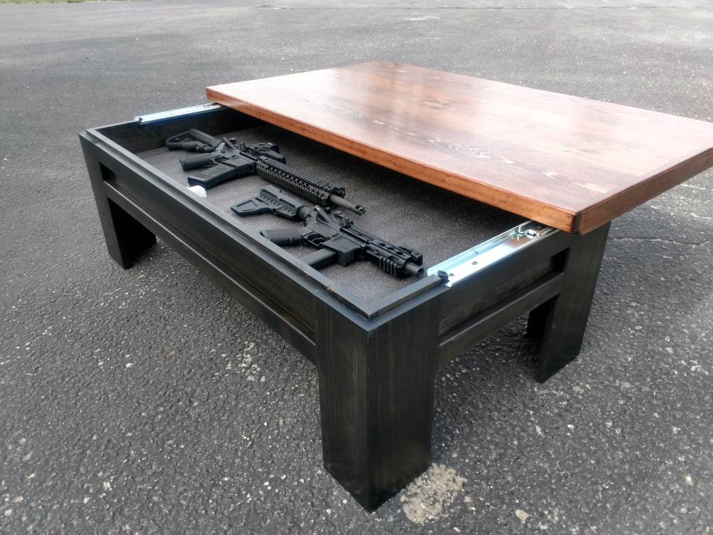 Hidden Gun Storage Sliding Top Coffee Table | Etsy