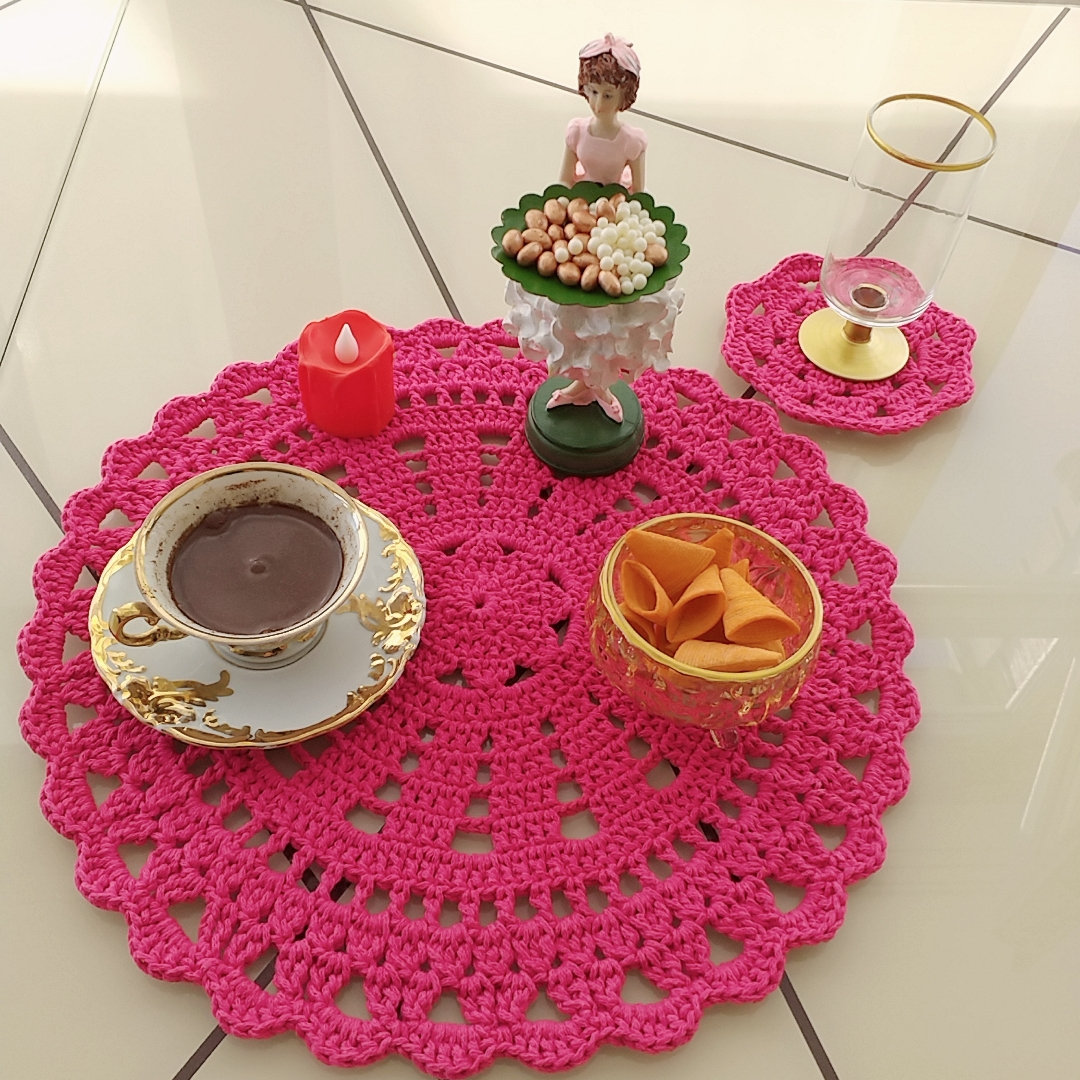 Cute Coasters, Coaster Set of 6, Pink Coaster Set, Crochet Coasters ...