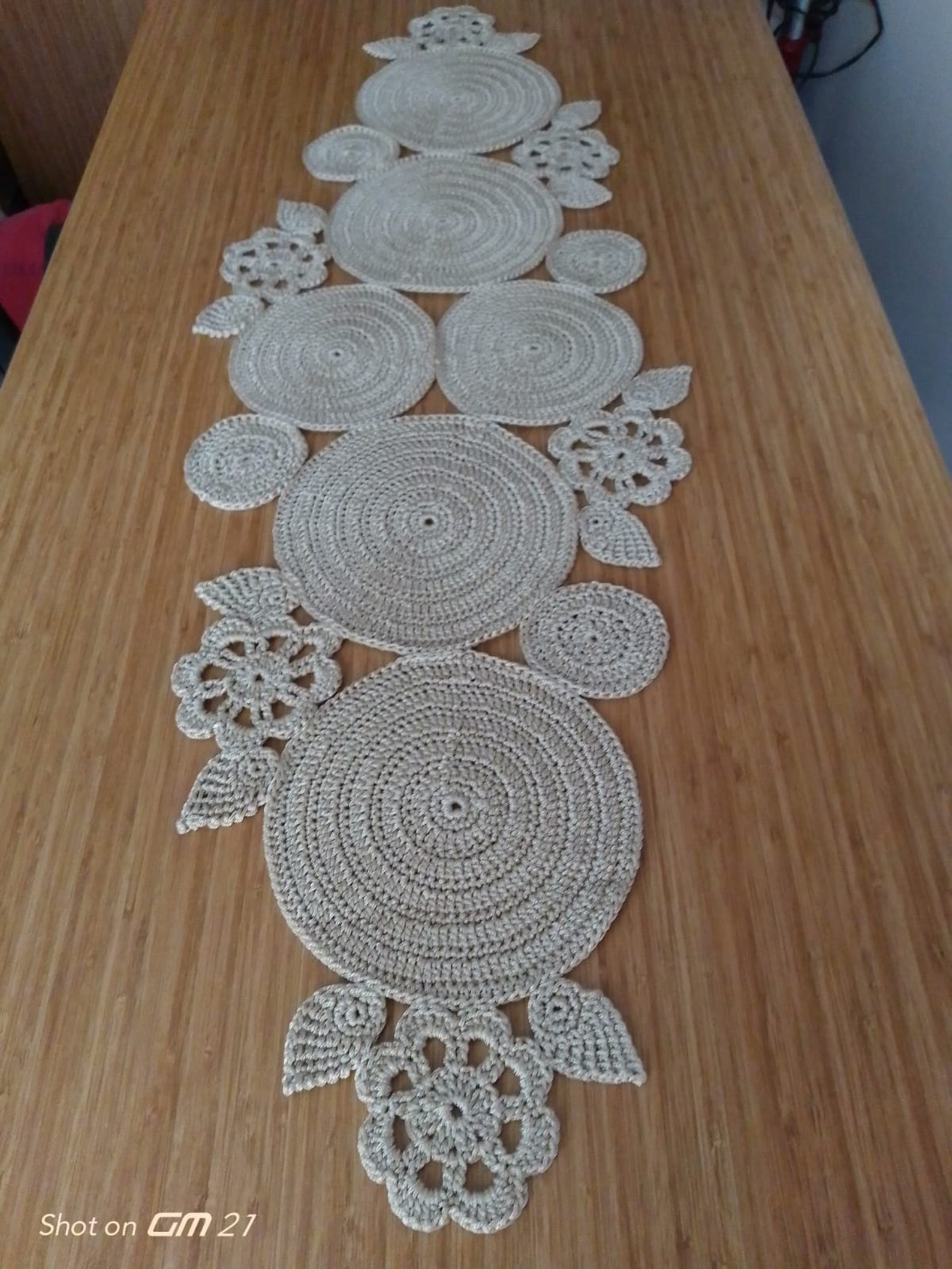 Crochet Table Runner, Macrame Runner, Knitted Table Runner, Circles ...