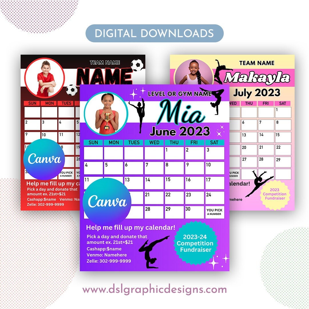 Gymnastics Fundraiser Calendar Athlete Sports Competition Fundraiser - Etsy