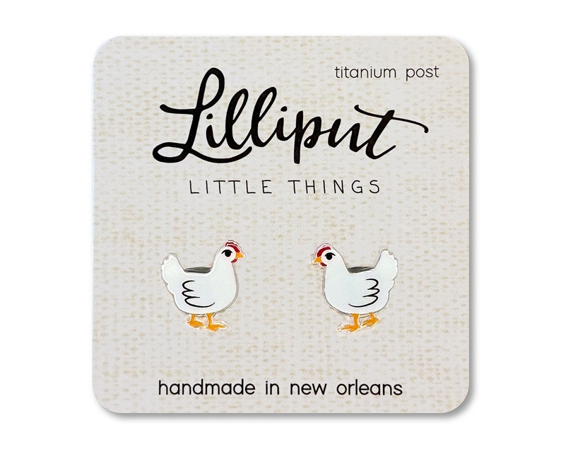 Quirky Chicken Earrings: Titanium Posts, Fun Chicken Lady Gift - Etsy