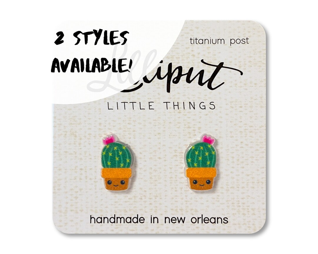 Kawaii Cactus Earrings Cute Cactus Jewelry Desert Etsy