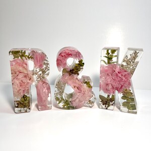 Custom, Resin, Art, 4.5” Letters, Alphabet, Preserved Flowers, Flowers ...