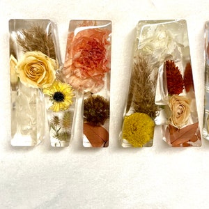 Custom, Resin, Art, 4.5” Letters, Alphabet, Preserved Flowers, Flowers ...
