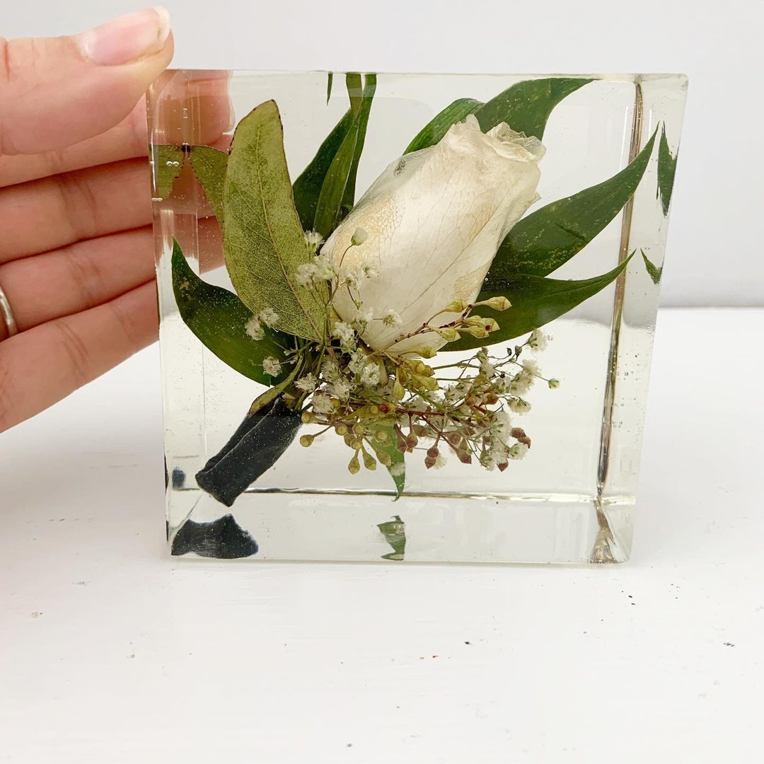 RESERVATION DEPOSIT** Wedding Flower Preservation Custom Resin 4” Block ...