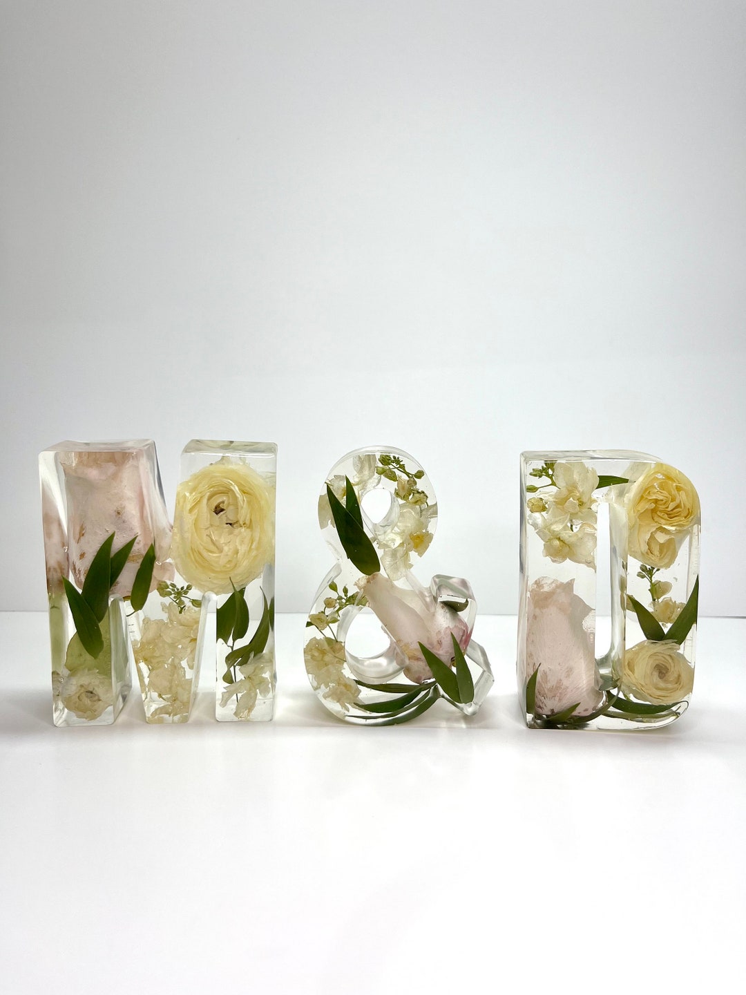 Custom, Resin, Art, 4.5” Letters, Alphabet, Preserved Flowers, Flowers ...