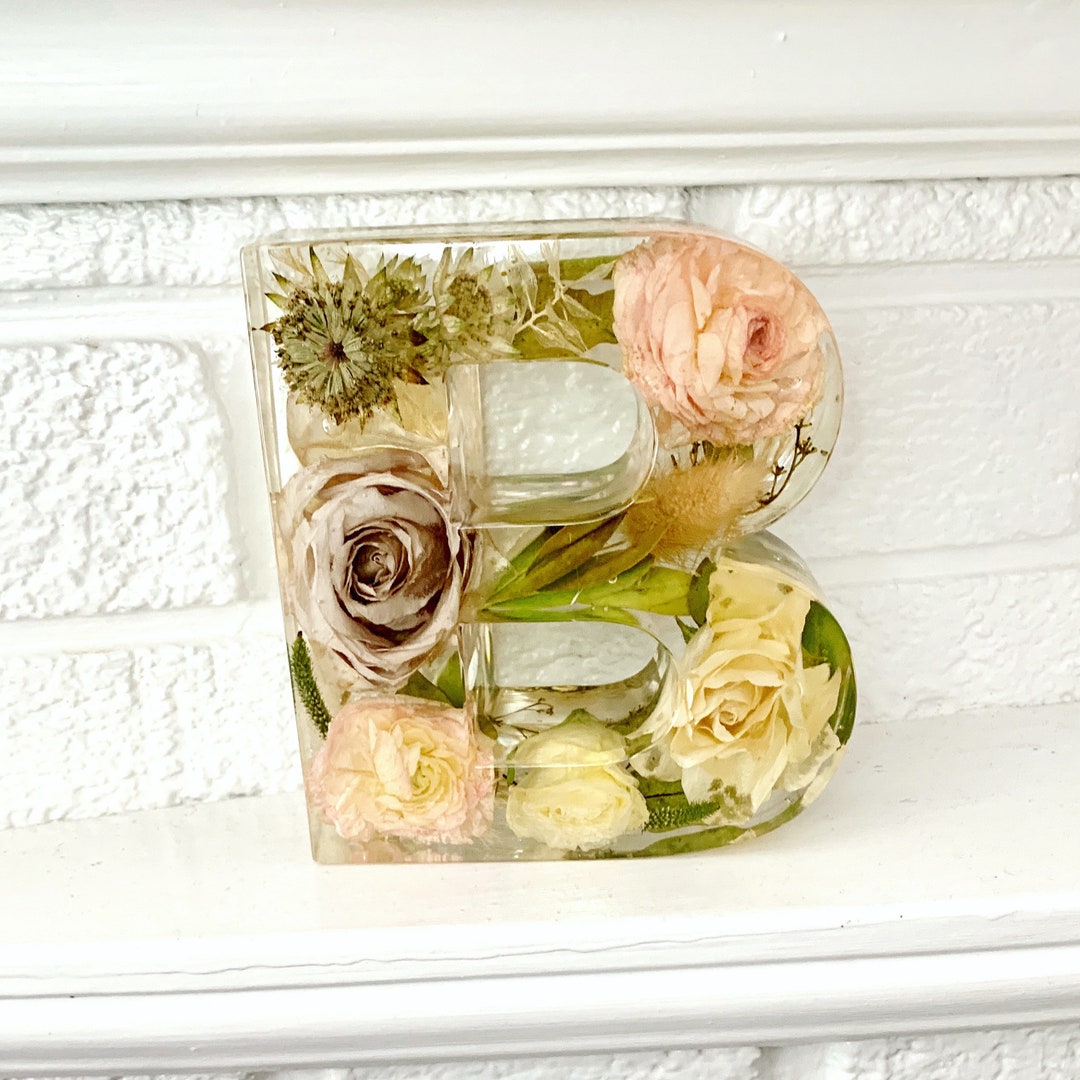 Custom, Resin, Art, 6” Letters, Alphabet, Preserved Flowers, Flowers ...