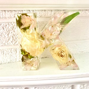 Custom, Resin, Art, 6” Letters, Alphabet, Preserved Flowers, Flowers ...