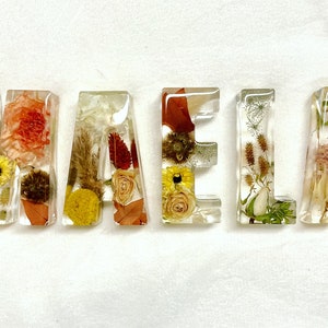 Custom, Resin, Art, 4.5” Letters, Alphabet, Preserved Flowers, Flowers ...