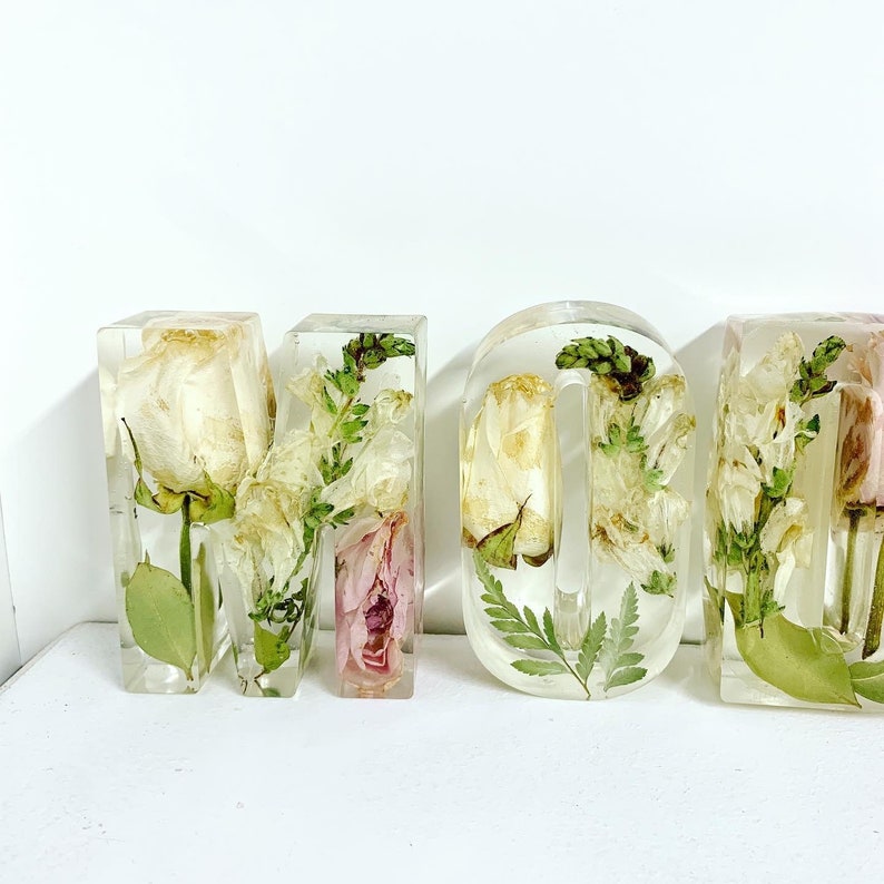 Custom Resin Art 4.5 Letters Alphabet Preserved Flowers - Etsy
