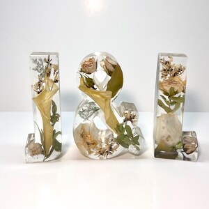 Custom, Resin, Art, 4.5” Letters, Alphabet, Preserved Flowers, Flowers ...