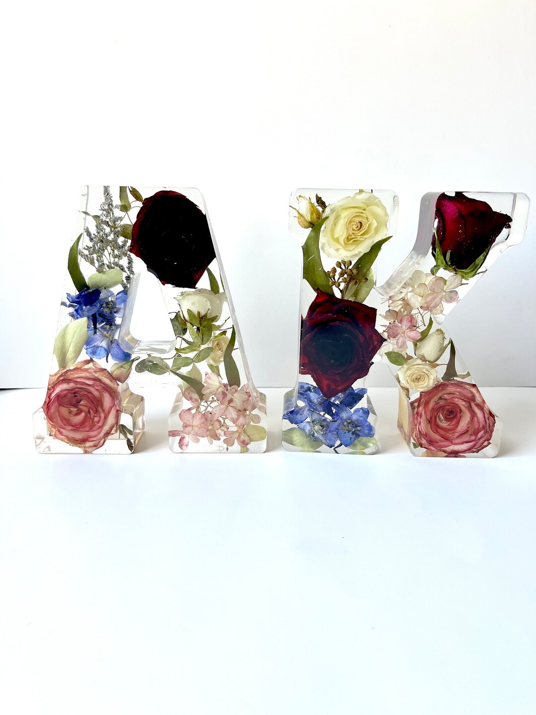 Custom, Resin, Art, 6” Letters, Alphabet, Preserved Flowers, Flowers ...