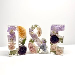 Custom, Resin, Art, 4.5” Letters, Alphabet, Preserved Flowers, Flowers ...