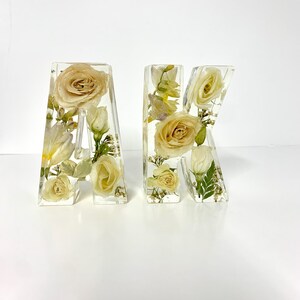 Custom, Resin, Art, 4.5” Letters, Alphabet, Preserved Flowers, Flowers ...