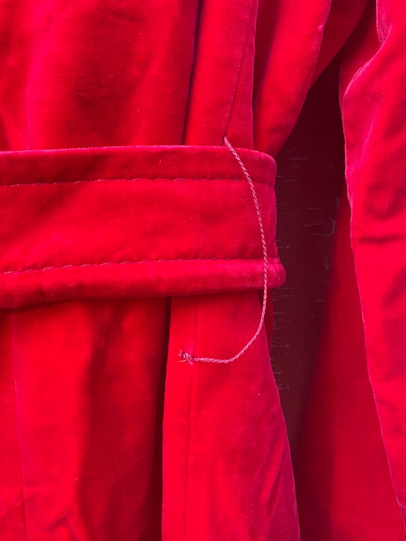 1960's/70's Vintage Cotton Cherry Red Velvet Trenchco… - Gem