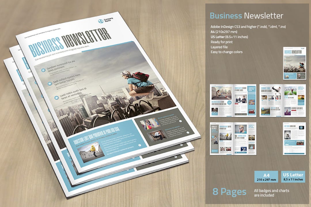 Business Newsletter Print Template | Indesign Template - Etsy