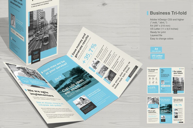 Tri-fold Brochure Print Template | Indesign Template - Etsy