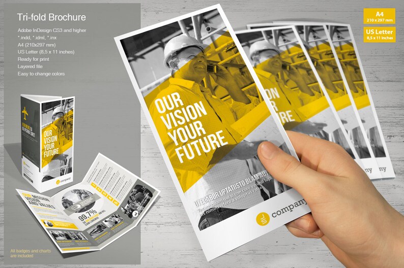 Tri-fold Brochure Print Template | Indesign Template - Etsy