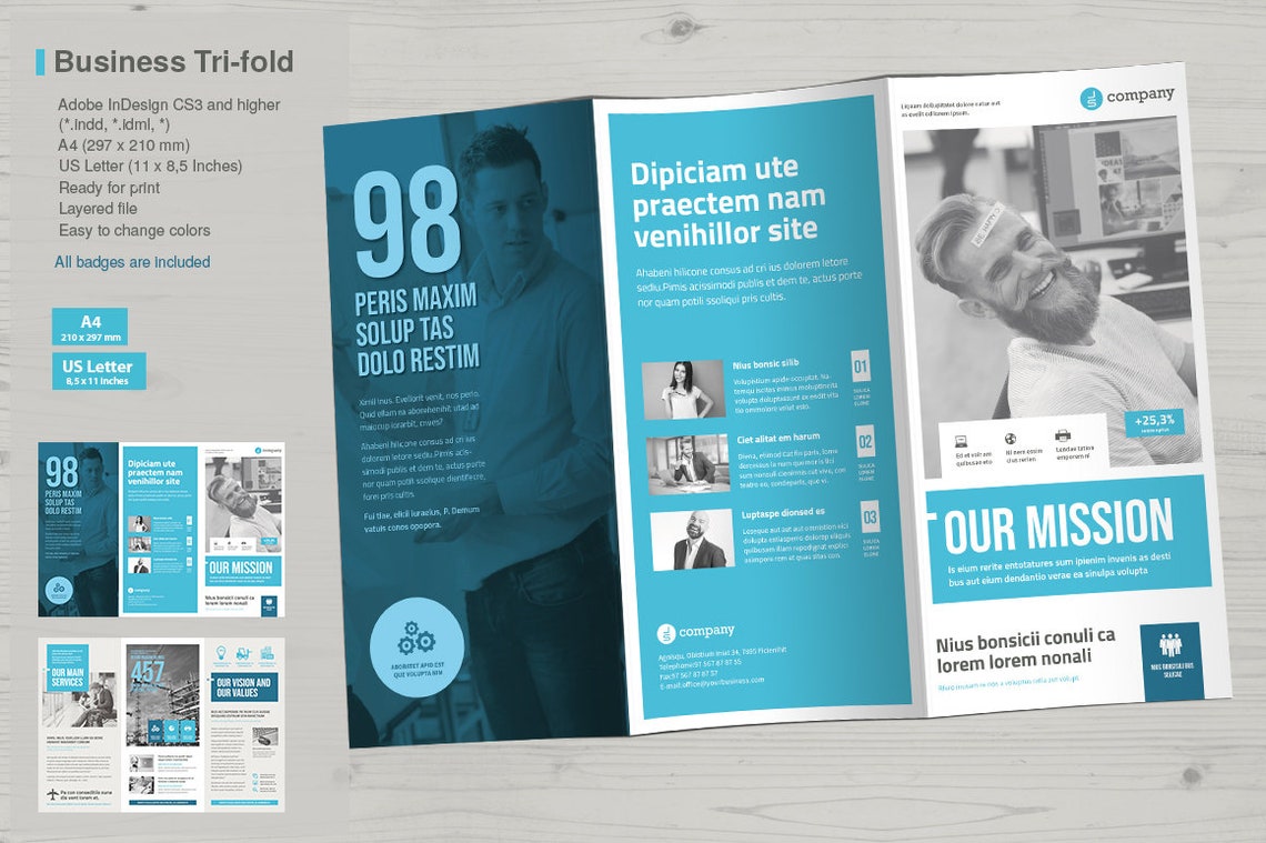 Tri-fold Brochure Print Template | Indesign Template - Etsy