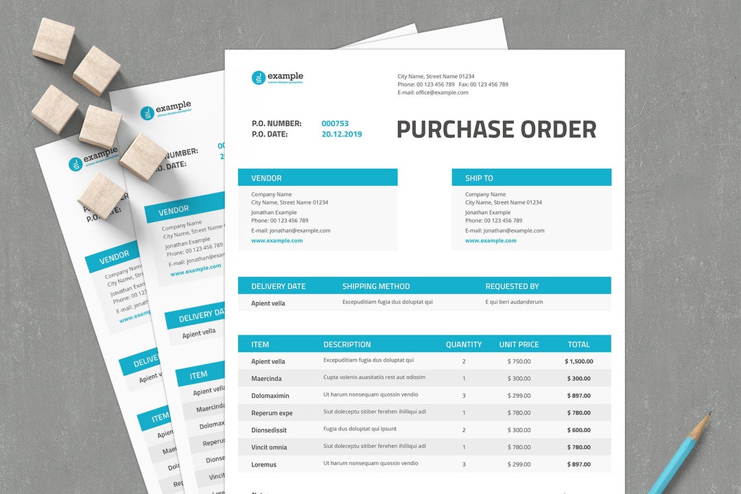 Purchase Order | Indesign Template | Purchase Template - Etsy