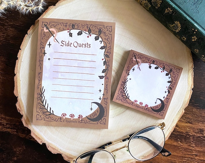 Side Quest 4x6 Notepad and 3 Sticky Notes Stationary, Fantasy Lover ...