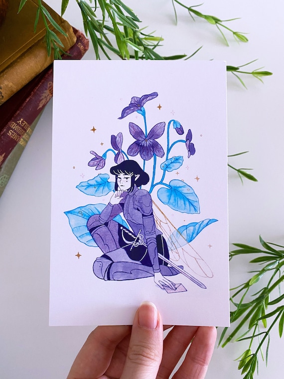 Mini Print the Violet Knight Original Art Drawing Wall | Etsy