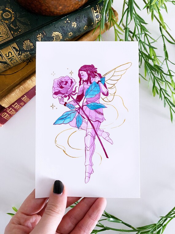 Mini Print the Rose Knight Original Art Drawing Wall Art - Etsy