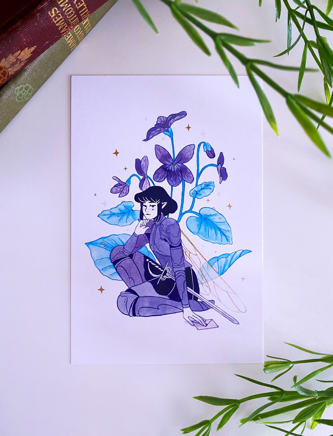 Mini Print the Violet Knight Original Art Drawing Wall - Etsy