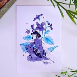 Mini Print - the Violet Knight | Original Art, Drawing, Wall Art - Etsy