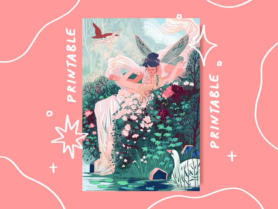 Two Fairies Embracing Digital Download | Printable Art Print - Etsy