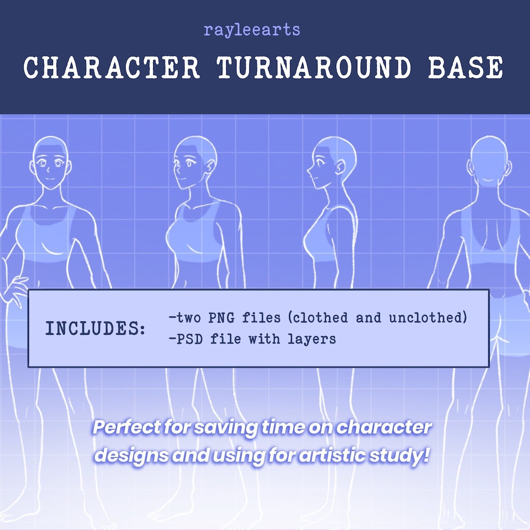 Feminine Character Turnaround Base | PNG and PSD Files References for ...