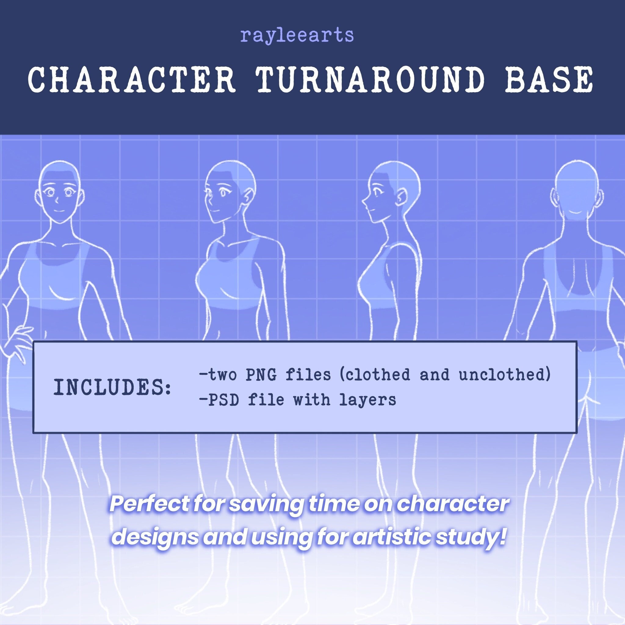 Feminine Character Turnaround Base PNG and PSD Files - Etsy