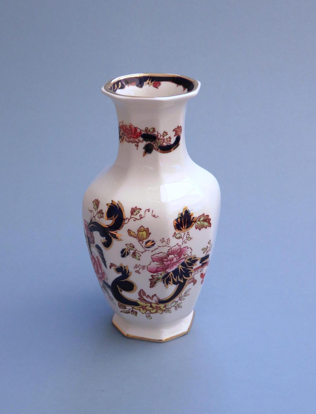 Masons Ironstone Blue Mandalay Large Vase, Beautiful Vintage 20.5 Cm ...
