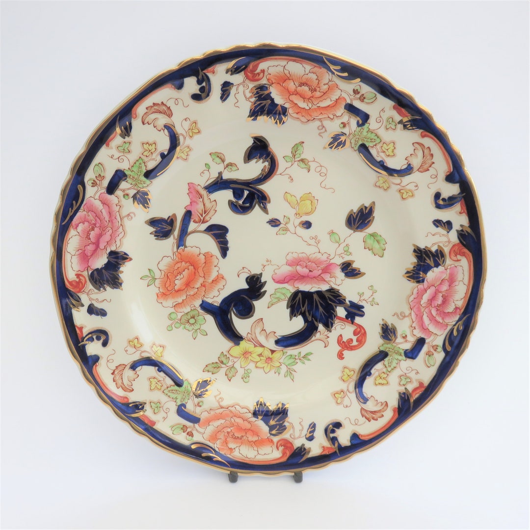 Masons Ironstone Blue Mandalay Dinner Plate, Oriental Floral Gilt ...