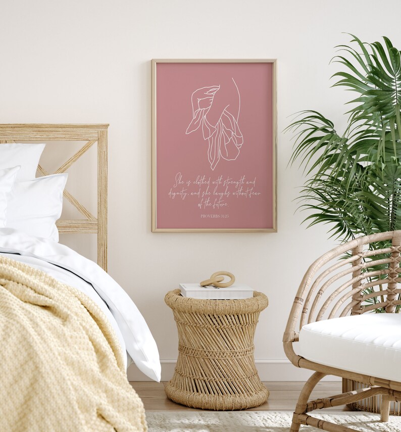 Proverbs 31:25 NLT, Bible Verse Printable Art for Feminine Bedroom ...