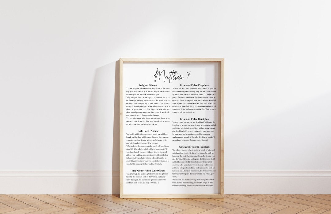 Matthew 7 NIV Minimalist Bible Verse Digital Print, Christian Printable ...