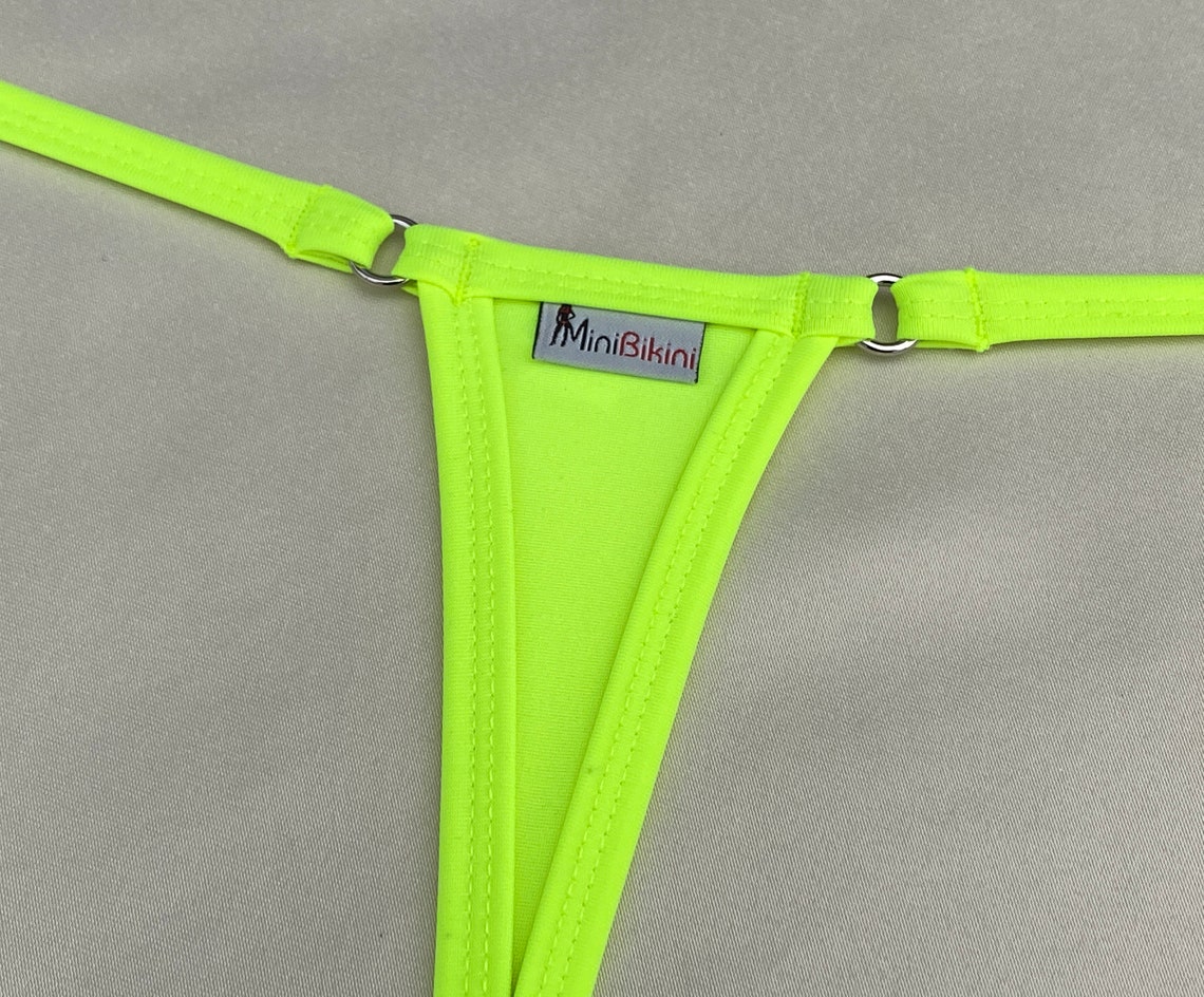 Extreme Micro Bikini Set Neon Yellow Micro Mini Bikini Thong Etsy Uk
