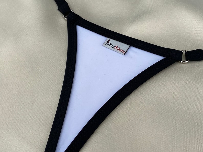 Mini Bikini Set White / Black Extreme Micro Mini Bikini Thong G-string ...