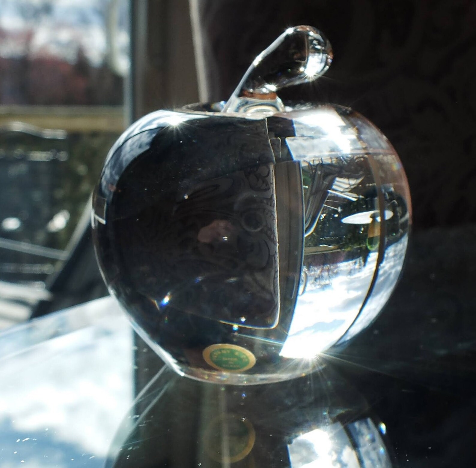 Tiffany Crystal Apple Art Paperweight With Sticker and Inscription - Etsy