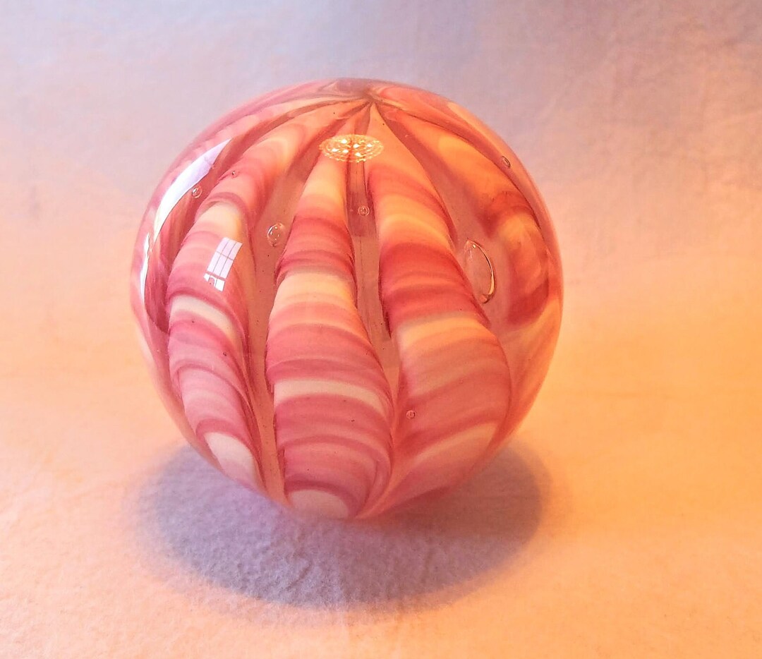 Vintage Large Pink Glass Paperweight - Etsy
