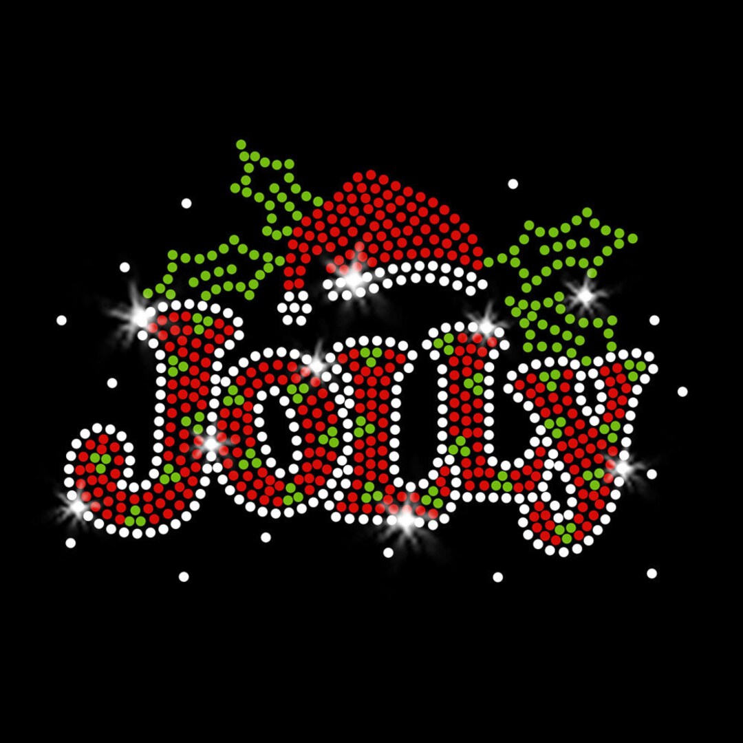 Jolly Christmas Santa Hat Sparkly Bling Iron-on Red Green Clear Crystal ...
