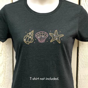 Seashells Starfish Beach Shell Iron-on Rhinestone and Rhinestud ...