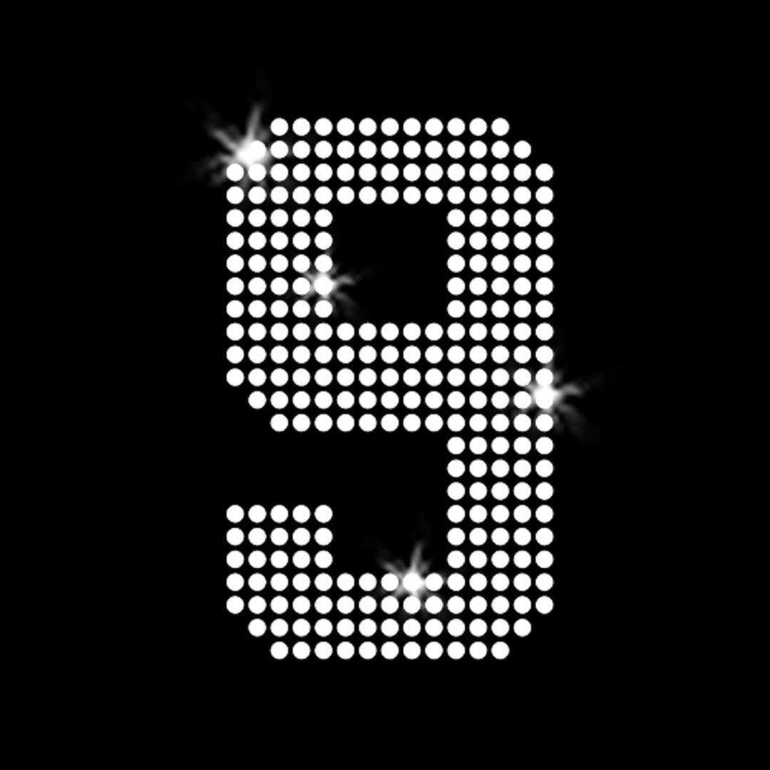 Large Jersey Number 9 Sparkly Nine Crystals Iron-on Rhinestone Heat ...