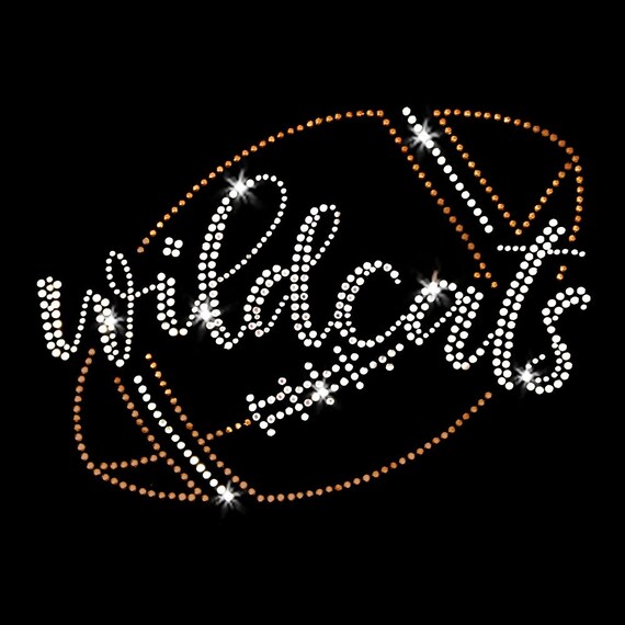 Wildcats Script Football Iron-on Rhinestone and Rhinestud | Etsy