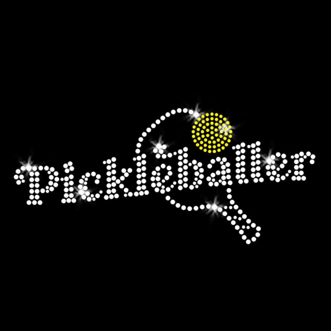 Pickleballer Sparkly Pickleball Paddle Bling Pickler Iron-on Yellow ...