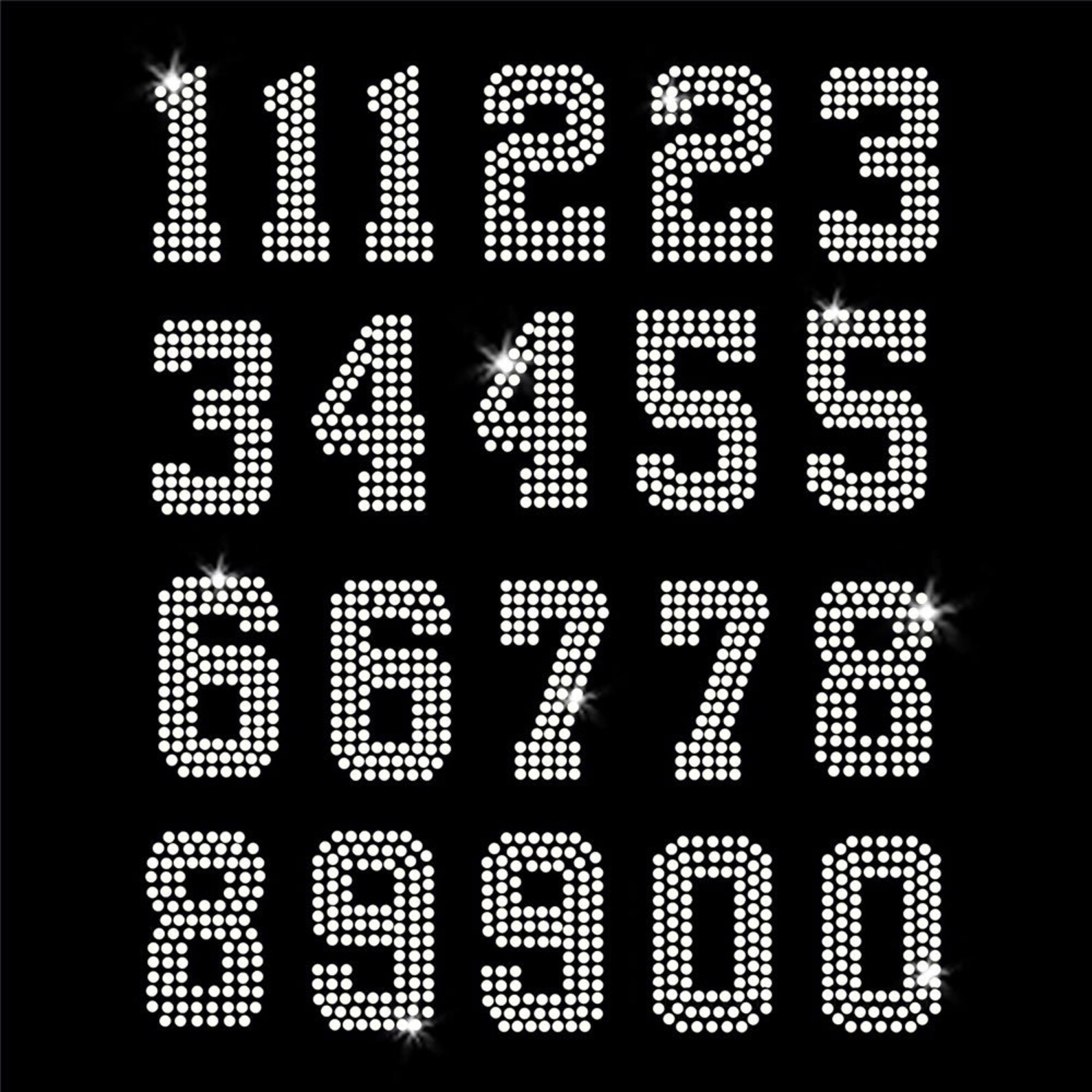 Jersey Numbers Set of 21 Iron-on Rhinestone Transfer DIY - Etsy