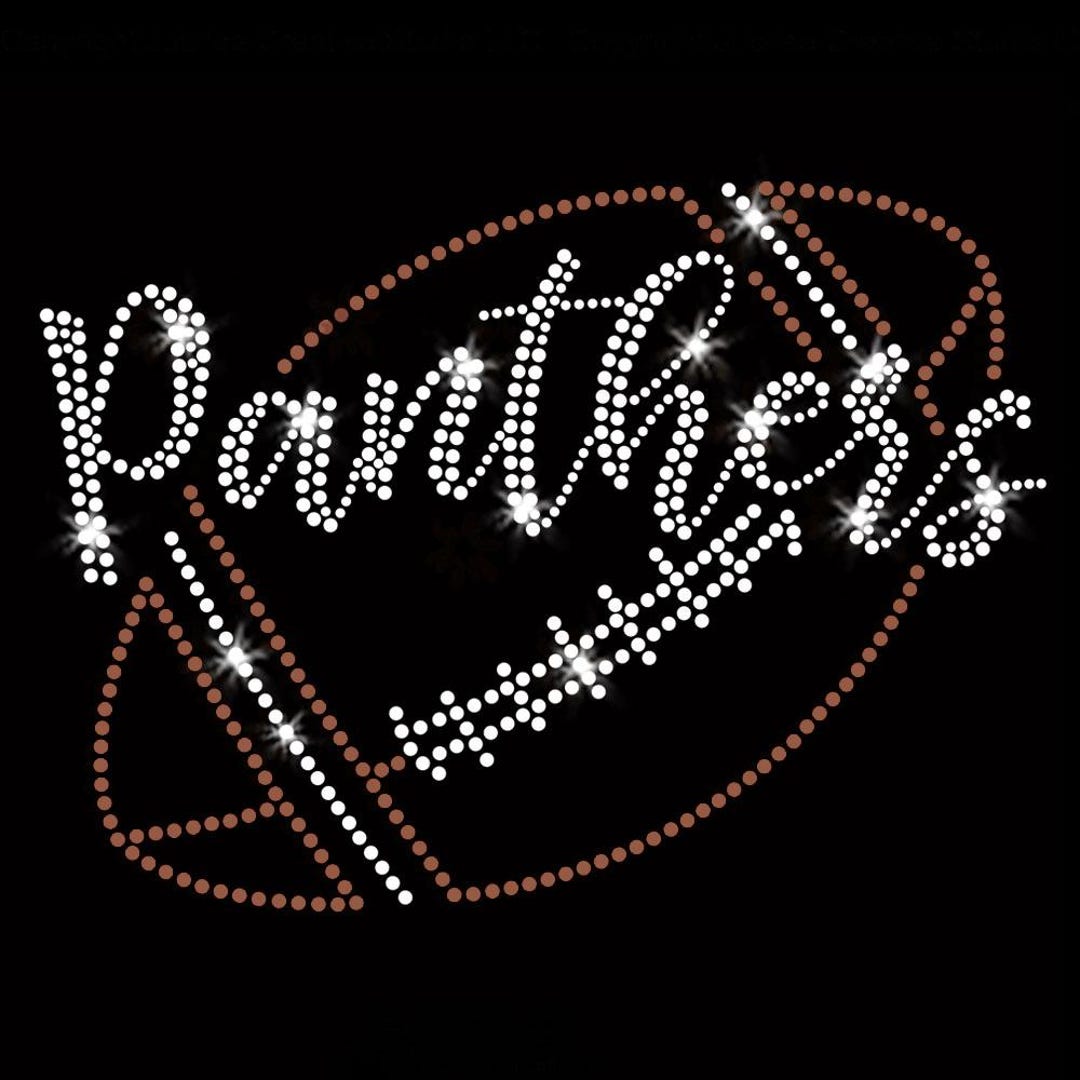 Panthers Script Football Iron-on Rhinestone and Rhinestud Transfer DIY ...