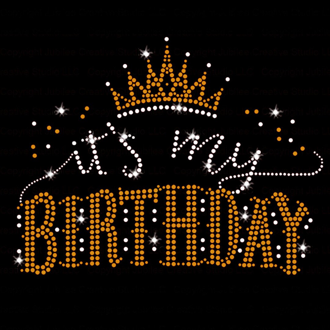It's My Birthday Party Crown Sparkly Queen Princess Iron-on Rhinestone ...