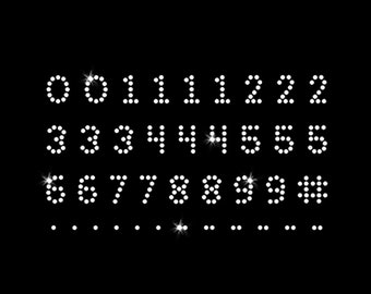 Script Numbers Iron-on Rhinestone Transfer DIY Bling - Etsy